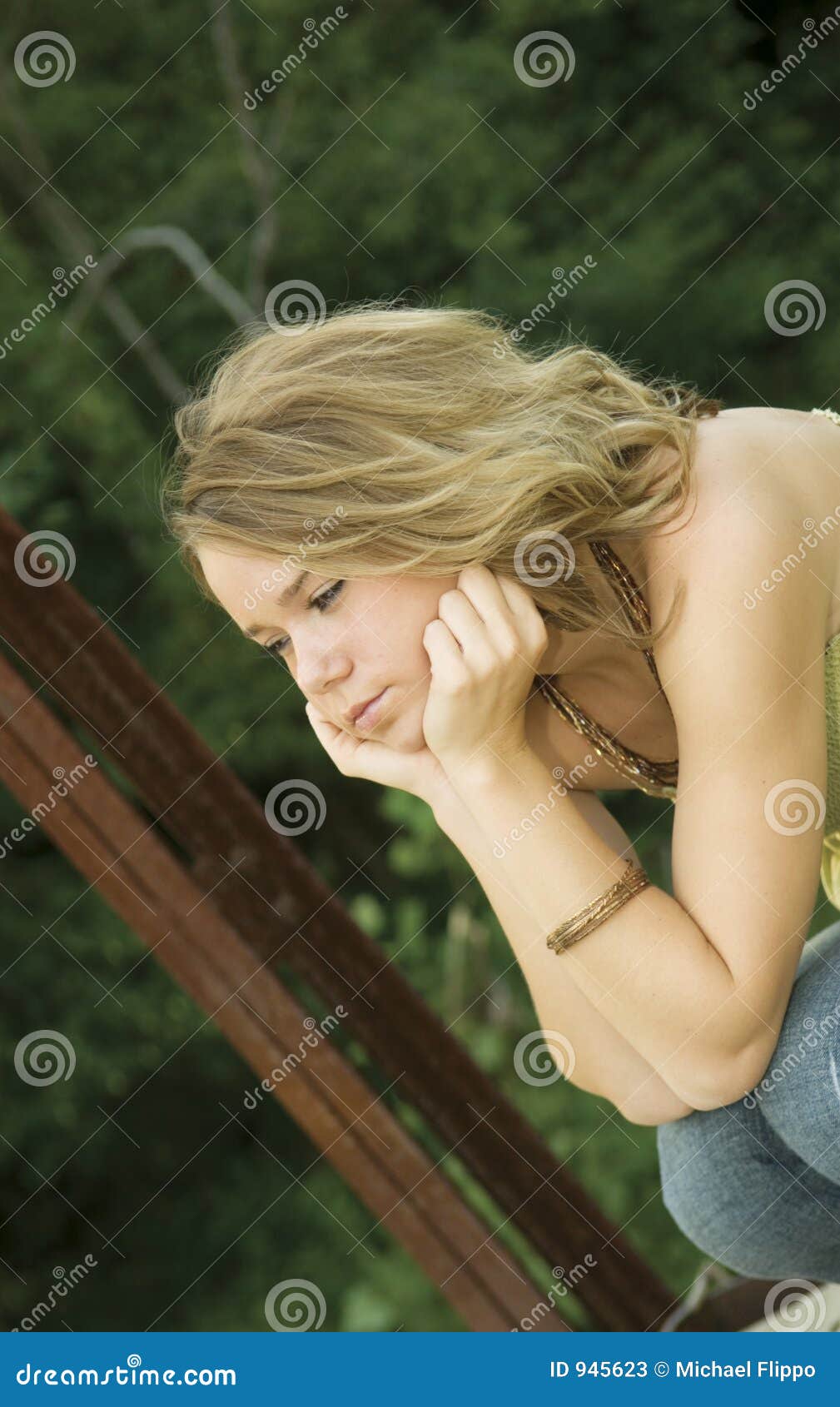 Pretty Girl Reflecting stock image. Image of posing, think - 945623