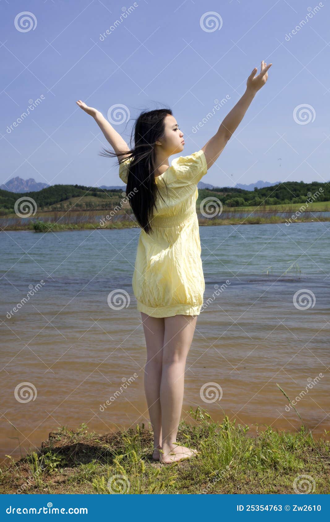 A pretty girl by river stock image. Image of outdoor - 25354763