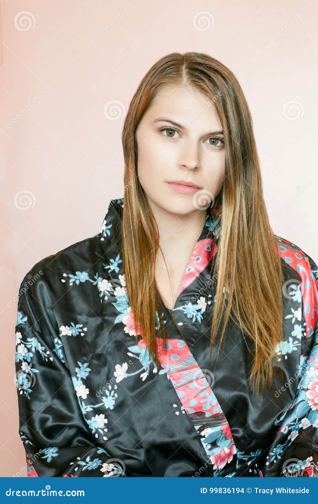 Pretty girl in robe stock photo. Image of bathrobe, face - 99836194