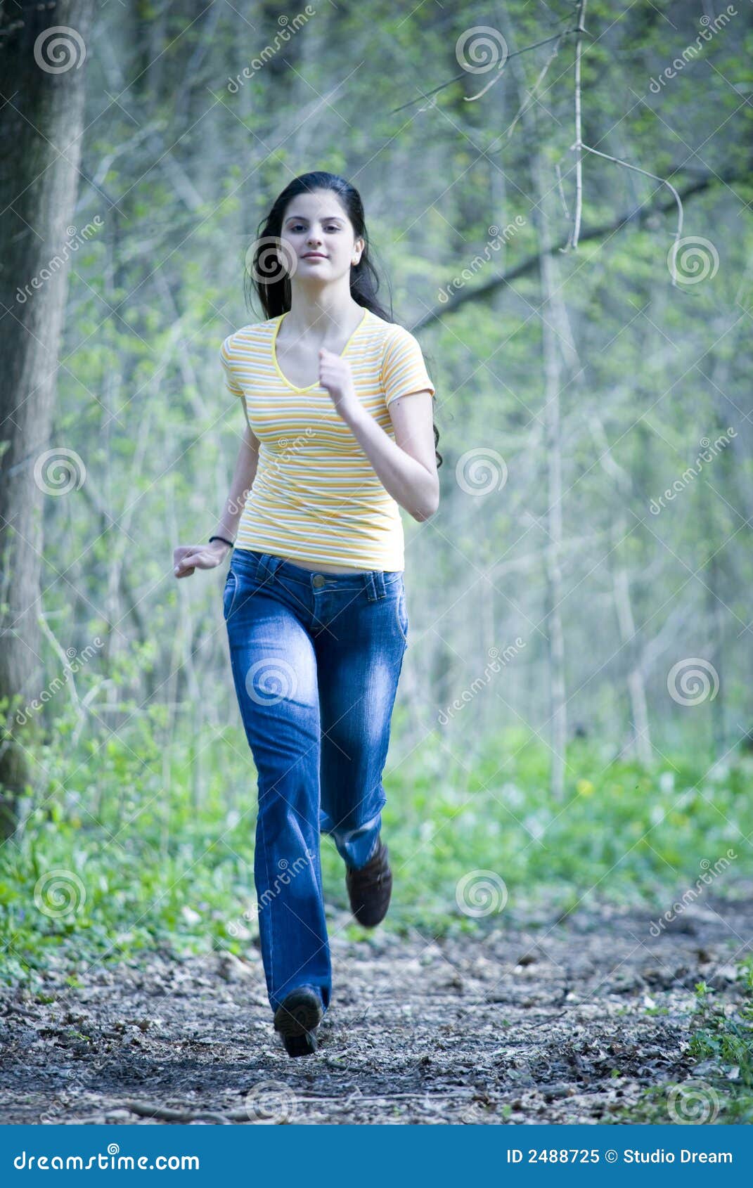 Pretty Girl Running stock image. Image of trees, pretty - 2488725