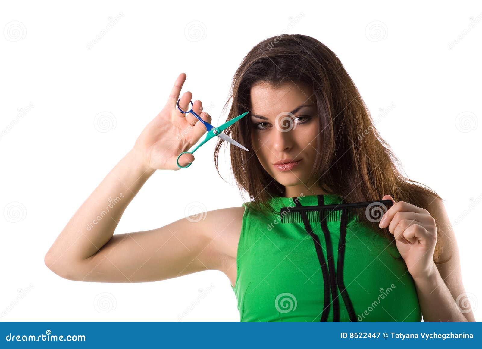Pretty girl with scissors stock image. Image of care, head - 8622447