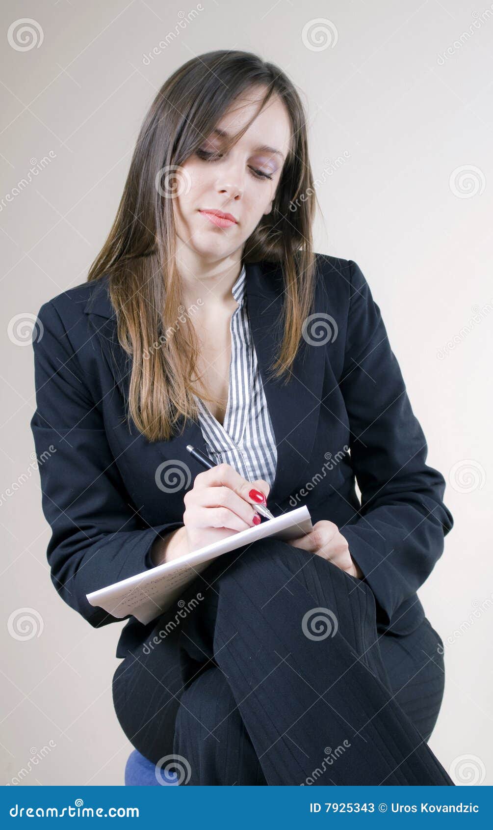 Pretty Girl Secretary Writing Notes Stock Image - Image of satisfaction ...