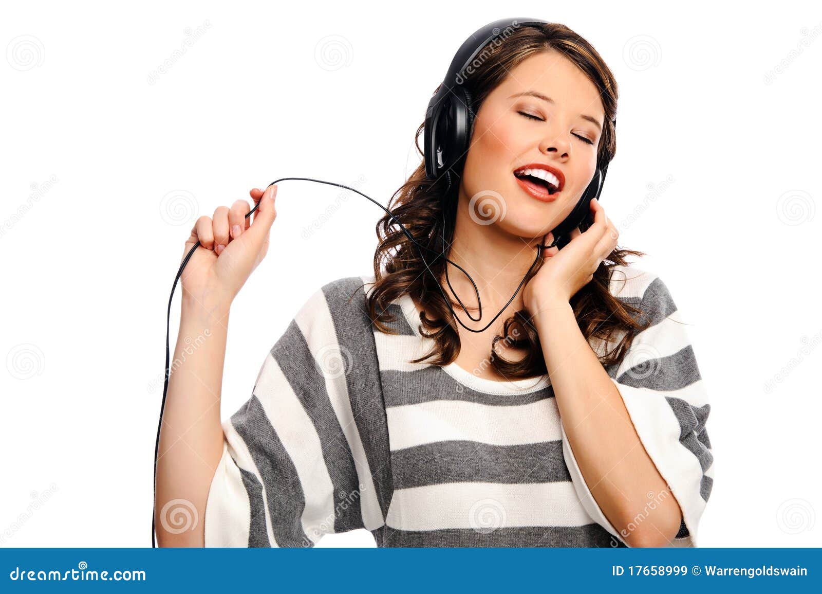 Pretty girl sings along stock image. Image of relaxing - 17658999