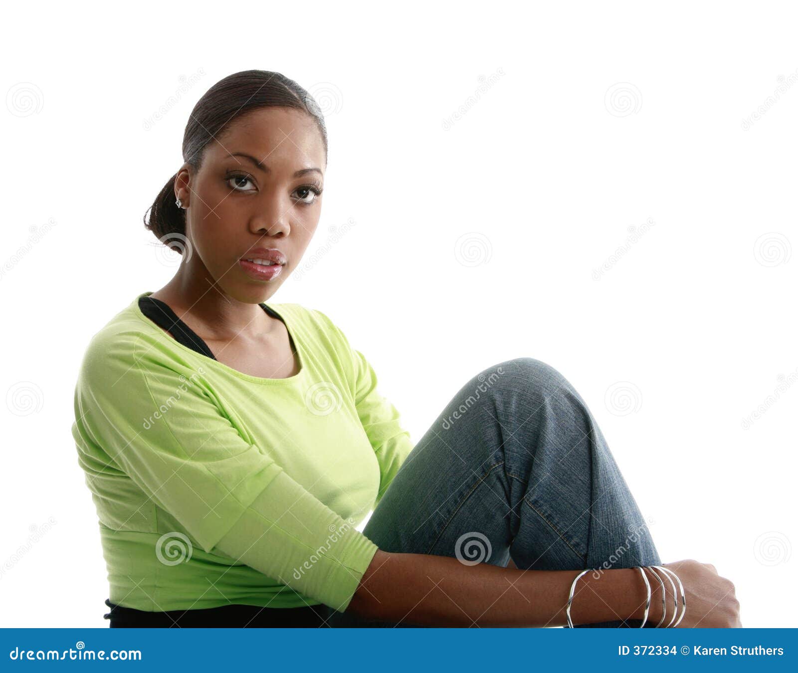 Pretty girl sitting stock photo. Image of girl, female - 372334