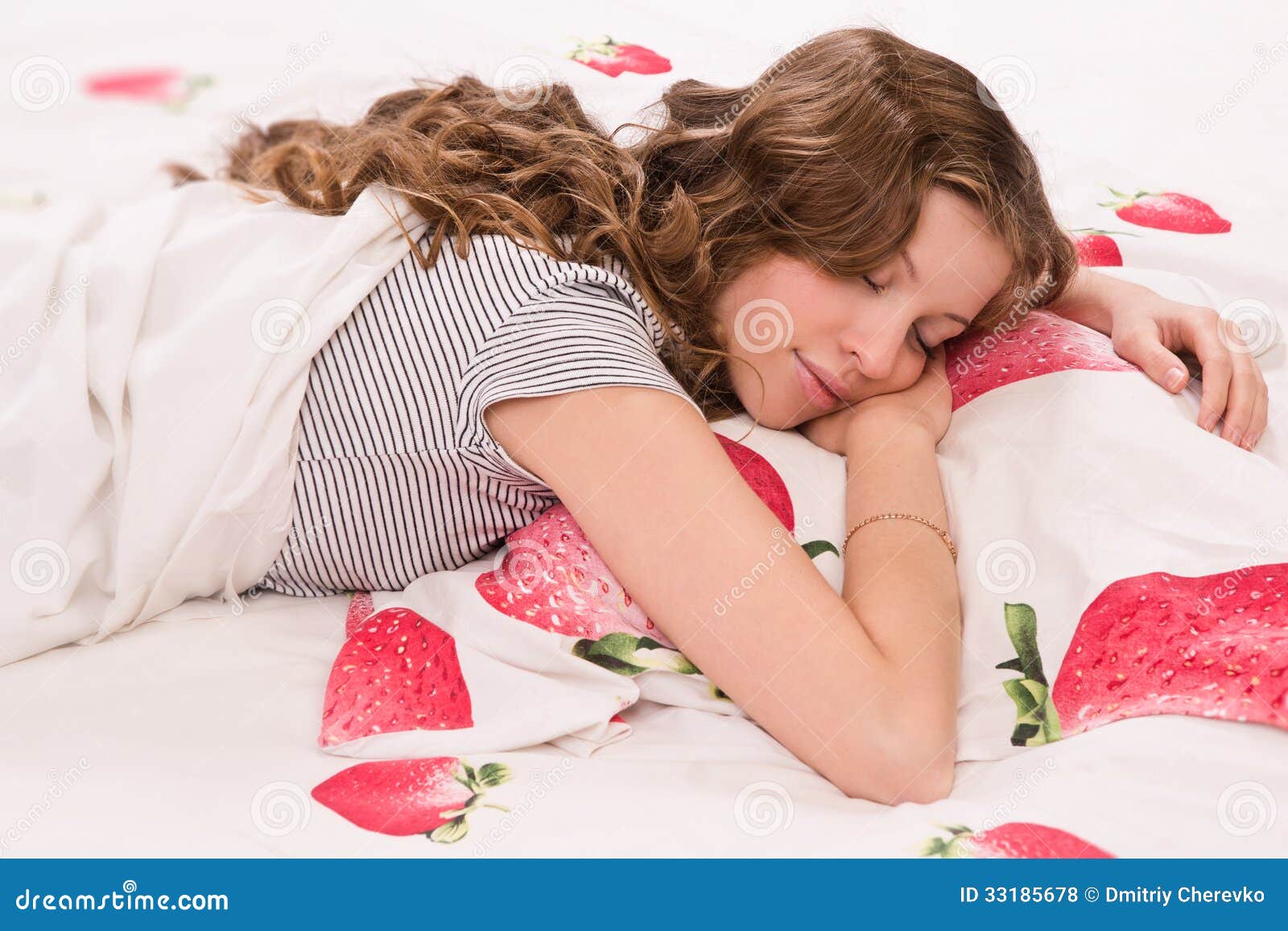 Pretty Girl Sleeping on the Bed Stock Photo - Image of glamour ...