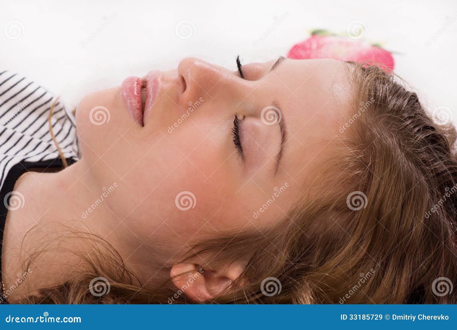 Pretty Girl Sleeping on the Bed Stock Image - Image of face, hair: 33185729
