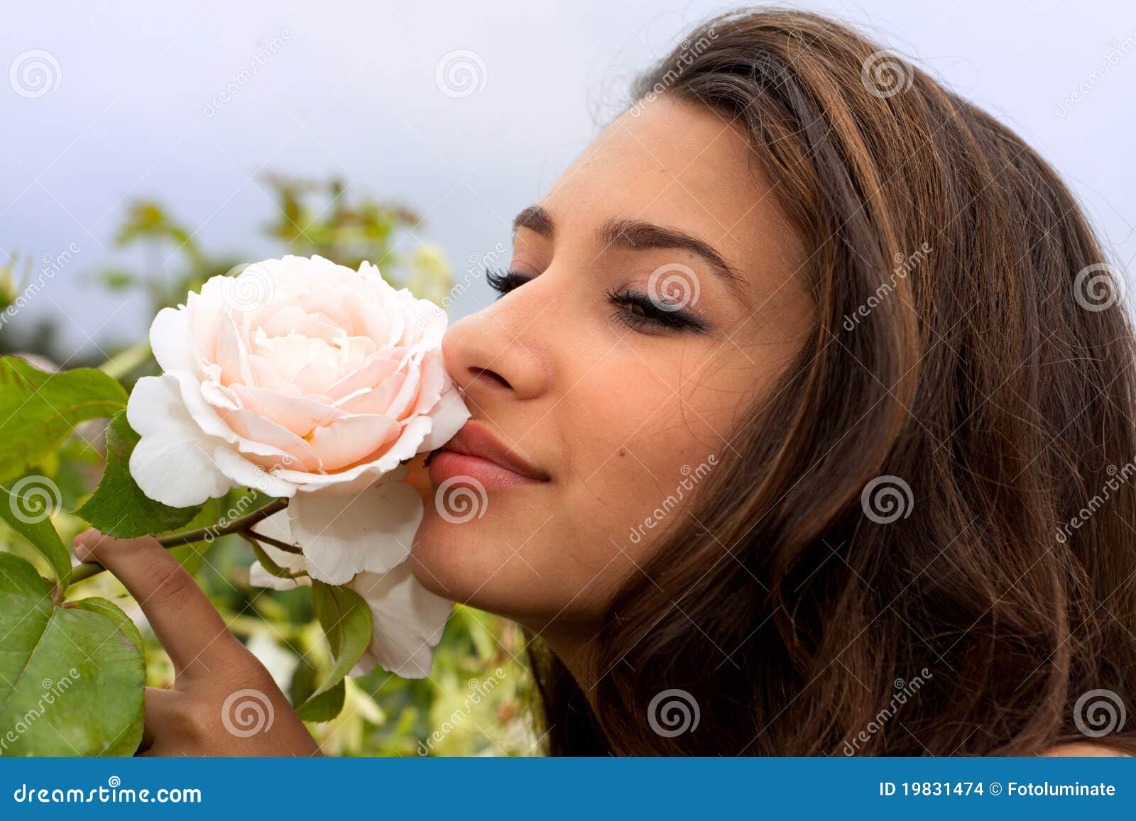 Pretty Girl Smelling Rose in Paris Stock Photo - Image of cuban, happy ...