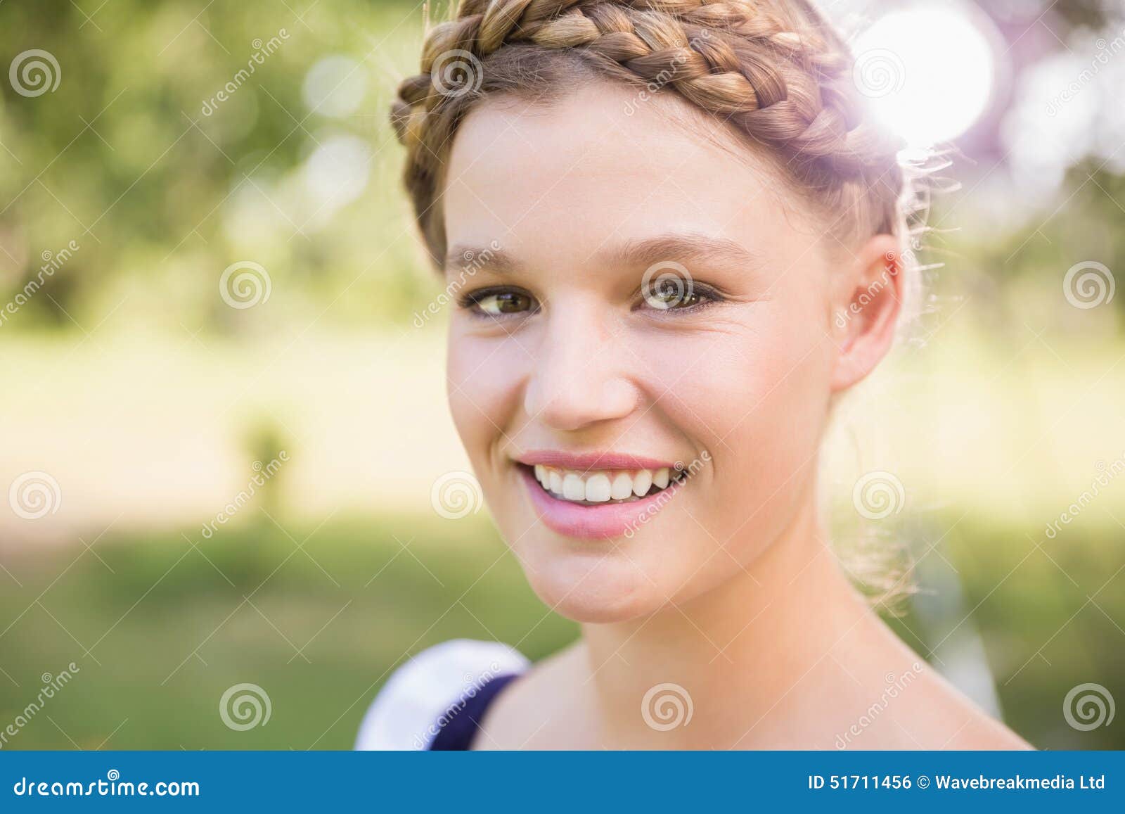 Pretty Girl Smiling at Camera Stock Photo - Image of celebration, park ...