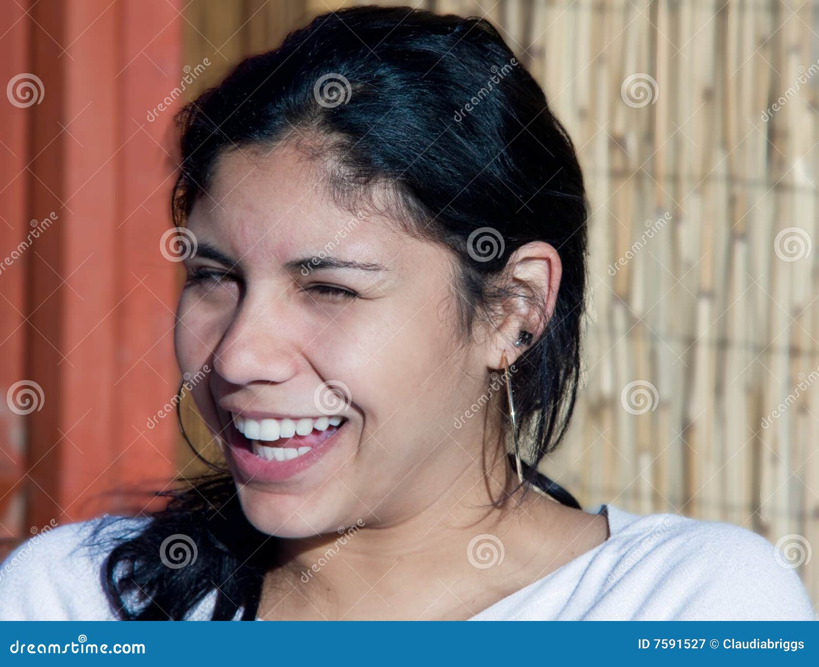 Pretty Girl Smiling and Squinting Stock Image - Image of attractive ...