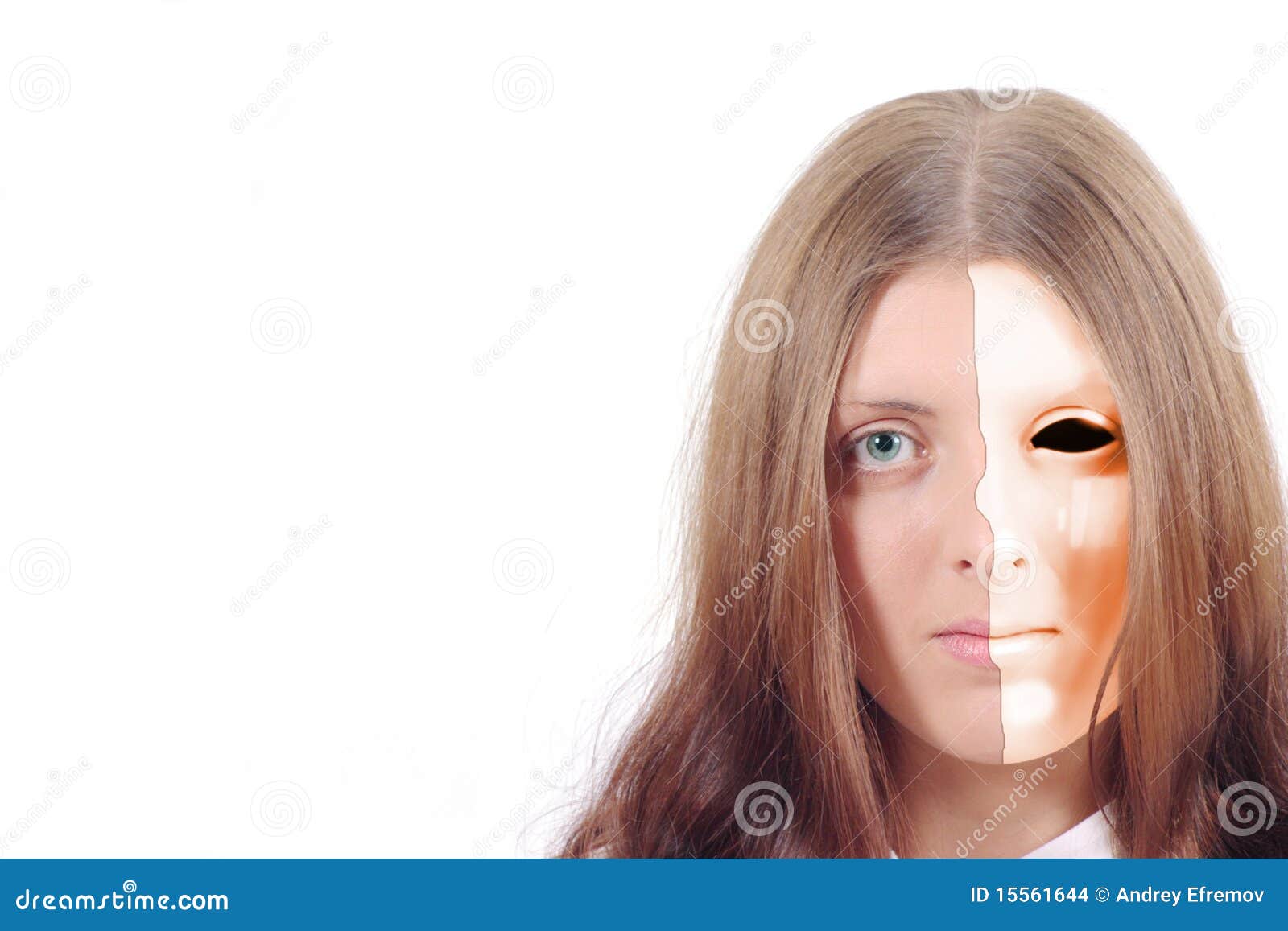 Pretty Girl with a Split Red Mask on His Face Stock Photo - Image of ...
