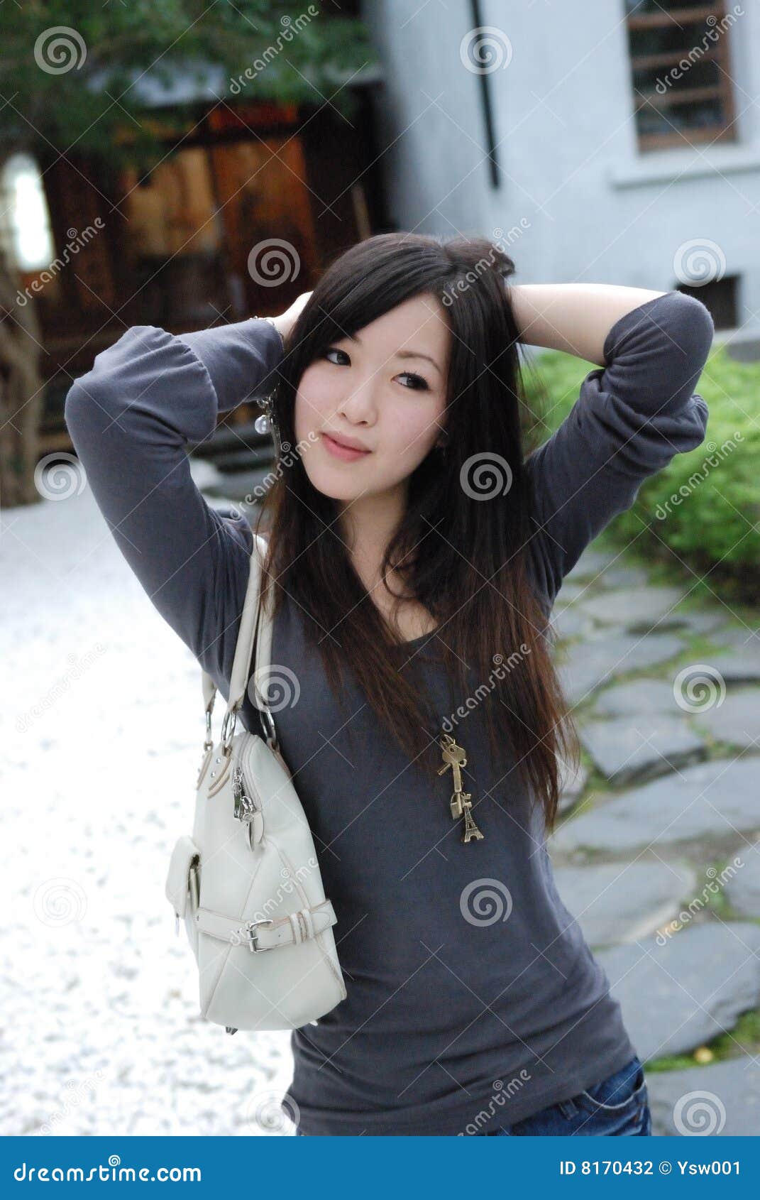 Pretty Girl Stand in a Yard Stock Photo - Image of standing, girl: 8170432