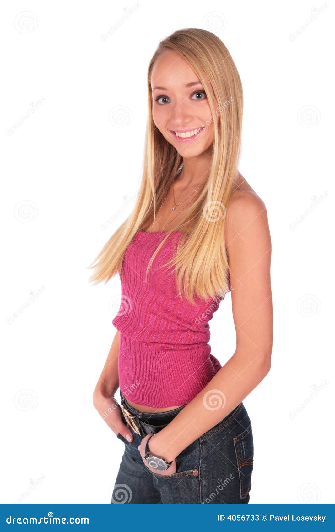 Pretty Girl Stands Half-turned Picture. Image: 4056733