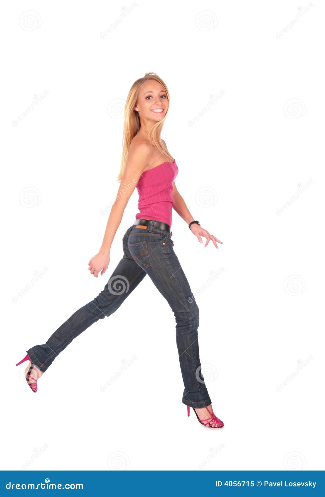 Pretty girl step forward stock image. Image of enjoyment - 4056715