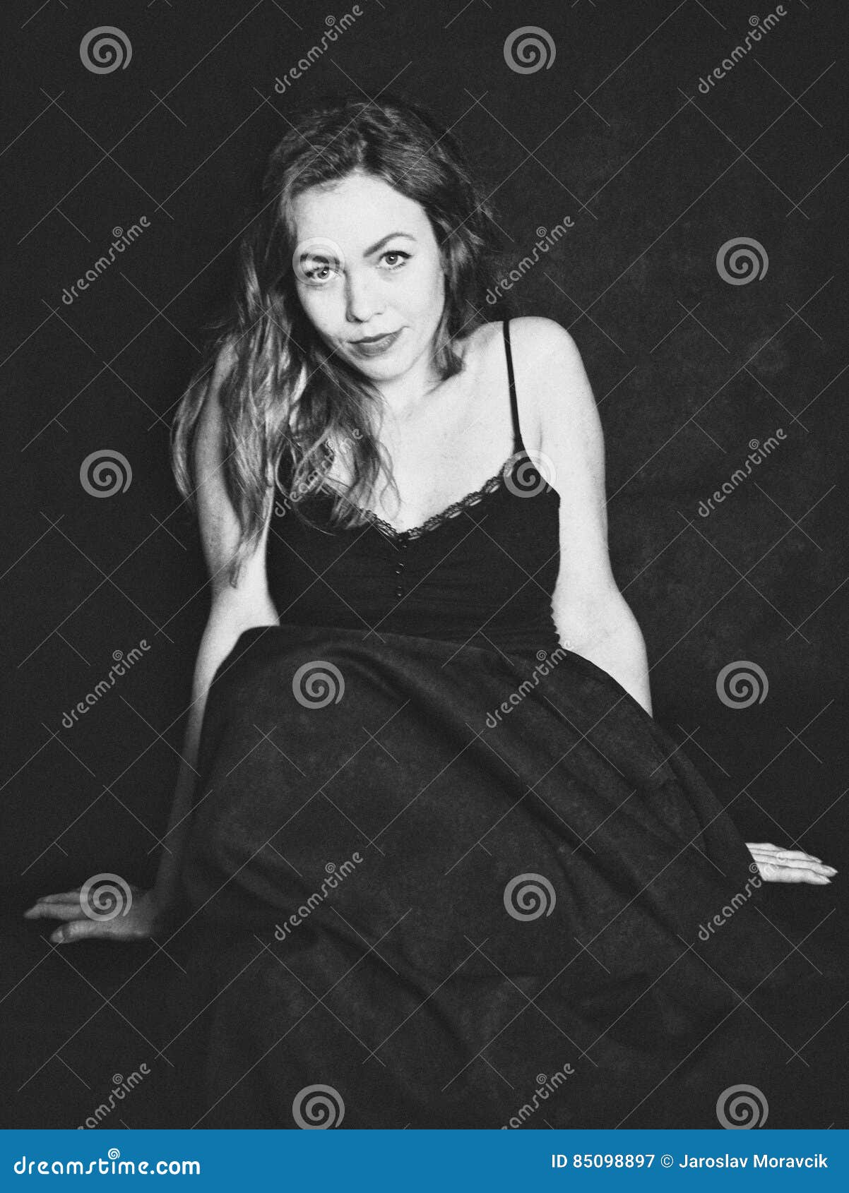 Pretty girl in studio stock image. Image of hands, white - 85098897