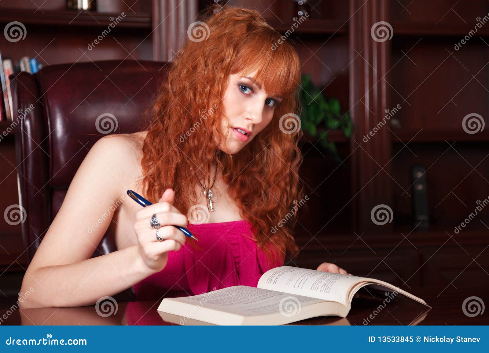 Pretty Girl Studying stock image. Image of brown, open - 13533845