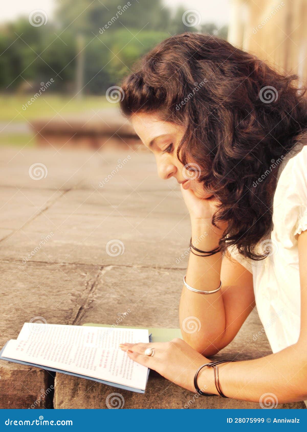 Pretty Girl Studying in the Campus. Stock Image - Image of person ...