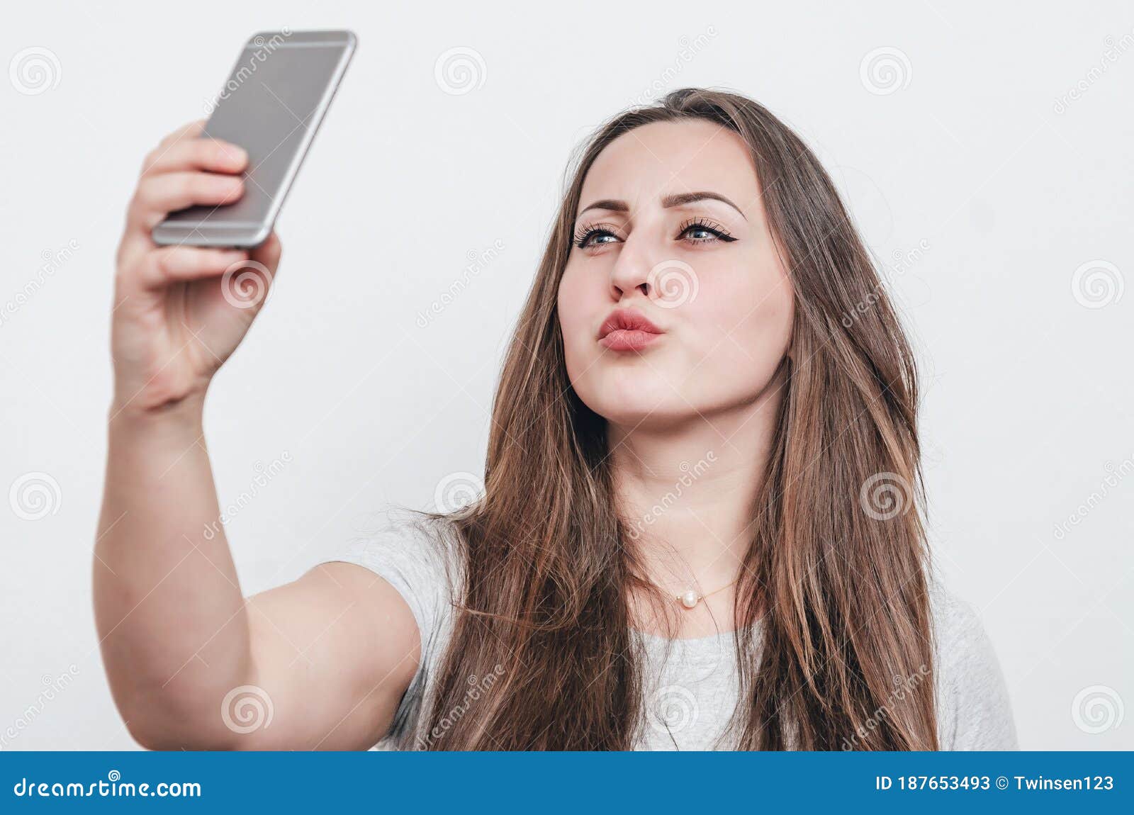 Pretty Girl Taking Selfie On Cell Phone Camera Stock Image Image Of