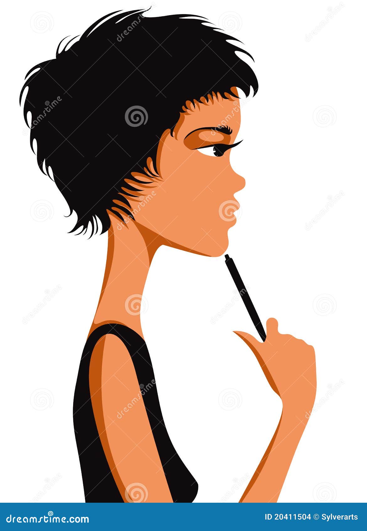 Pretty girl thinking. stock vector. Illustration of clever - 20411504