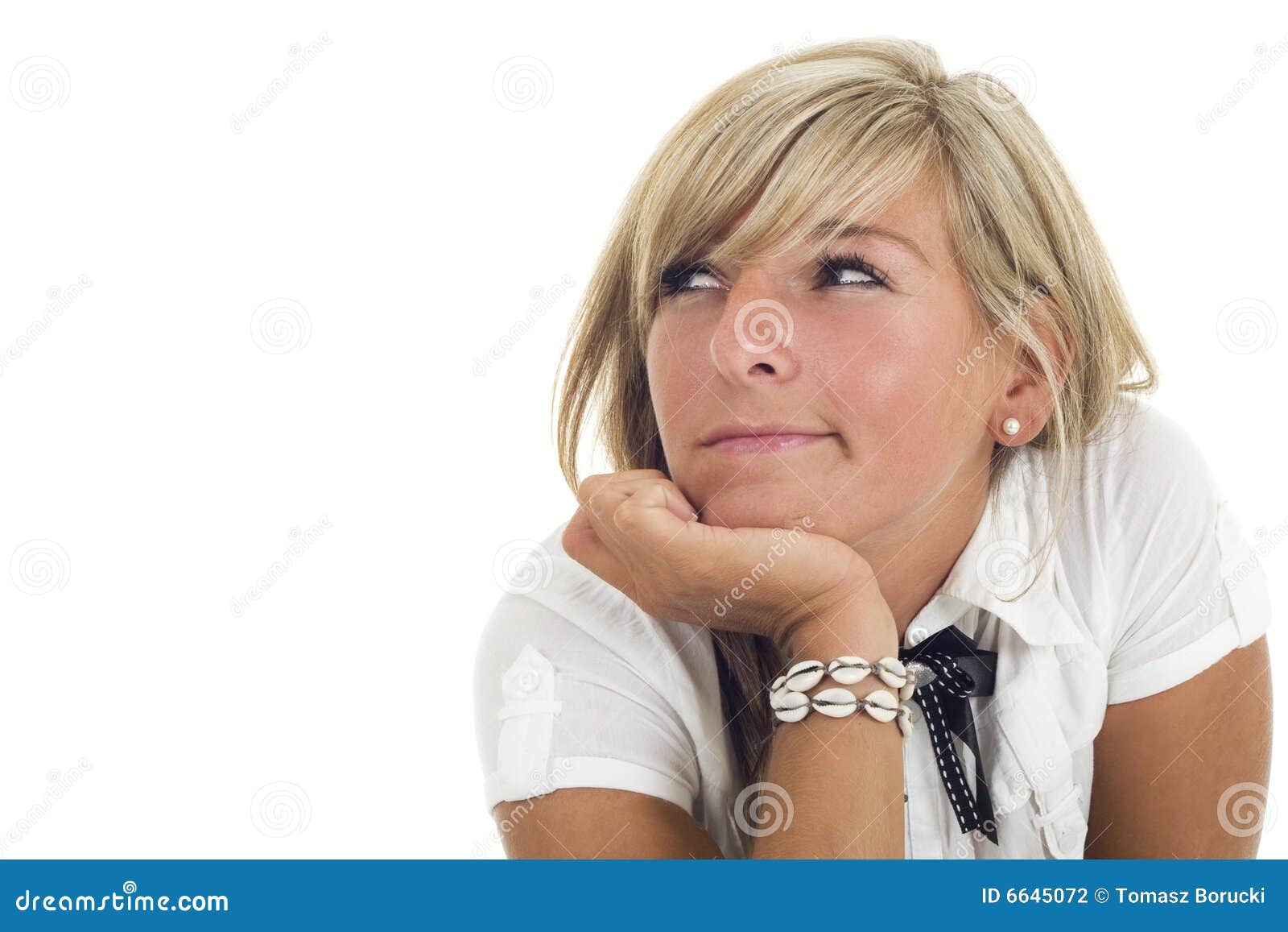 Pretty girl thinking stock photo. Image of beautiful, silhouette - 6645072