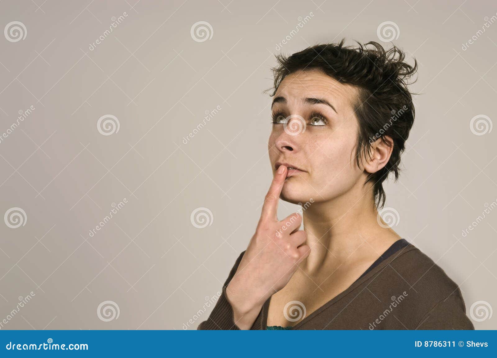 Pretty girl is thinking stock image. Image of creative - 8786311