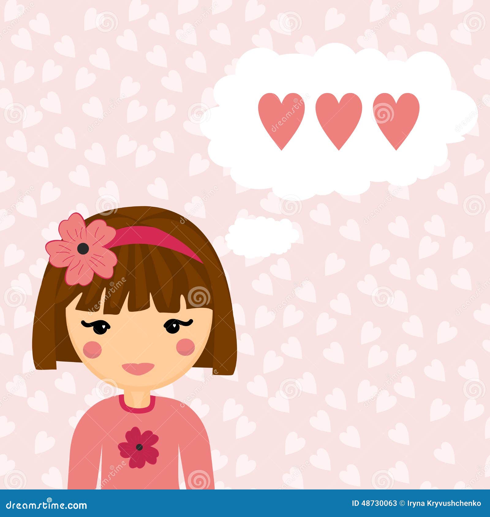 The Girl Thinks With The Question Mark Above. Isolated On A White ...