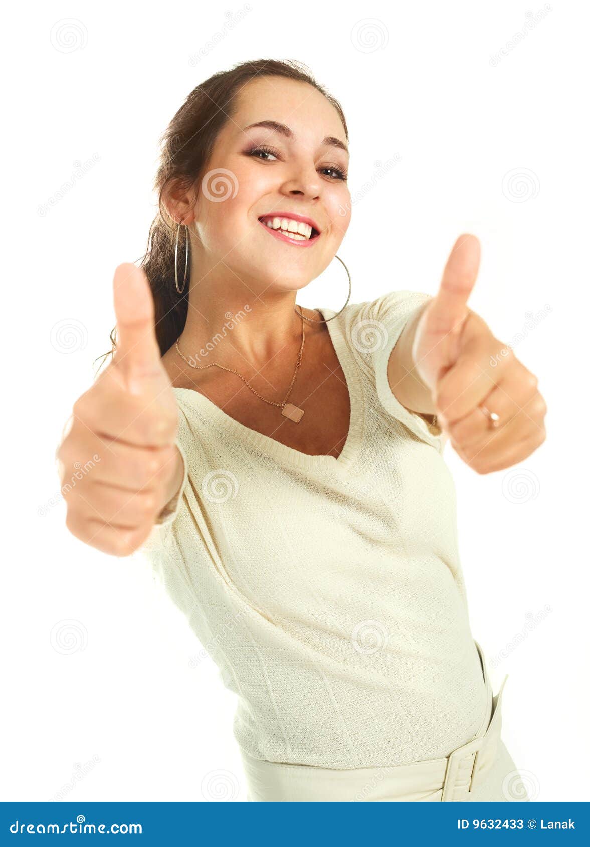 Pretty girl with thumb up stock image. Image of optimistic - 9632433
