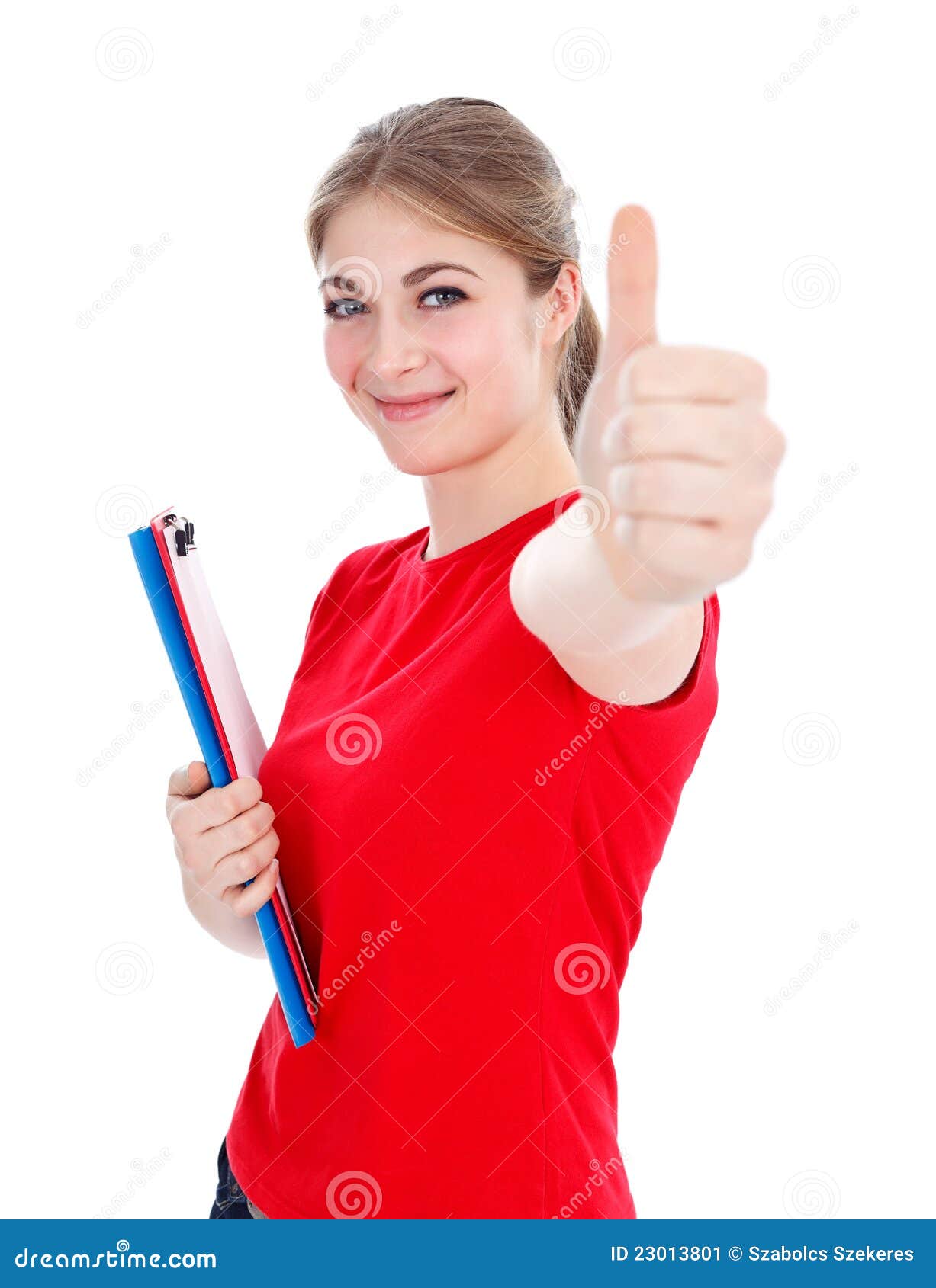 Pretty girl with thumbs up stock image. Image of smile - 23013801