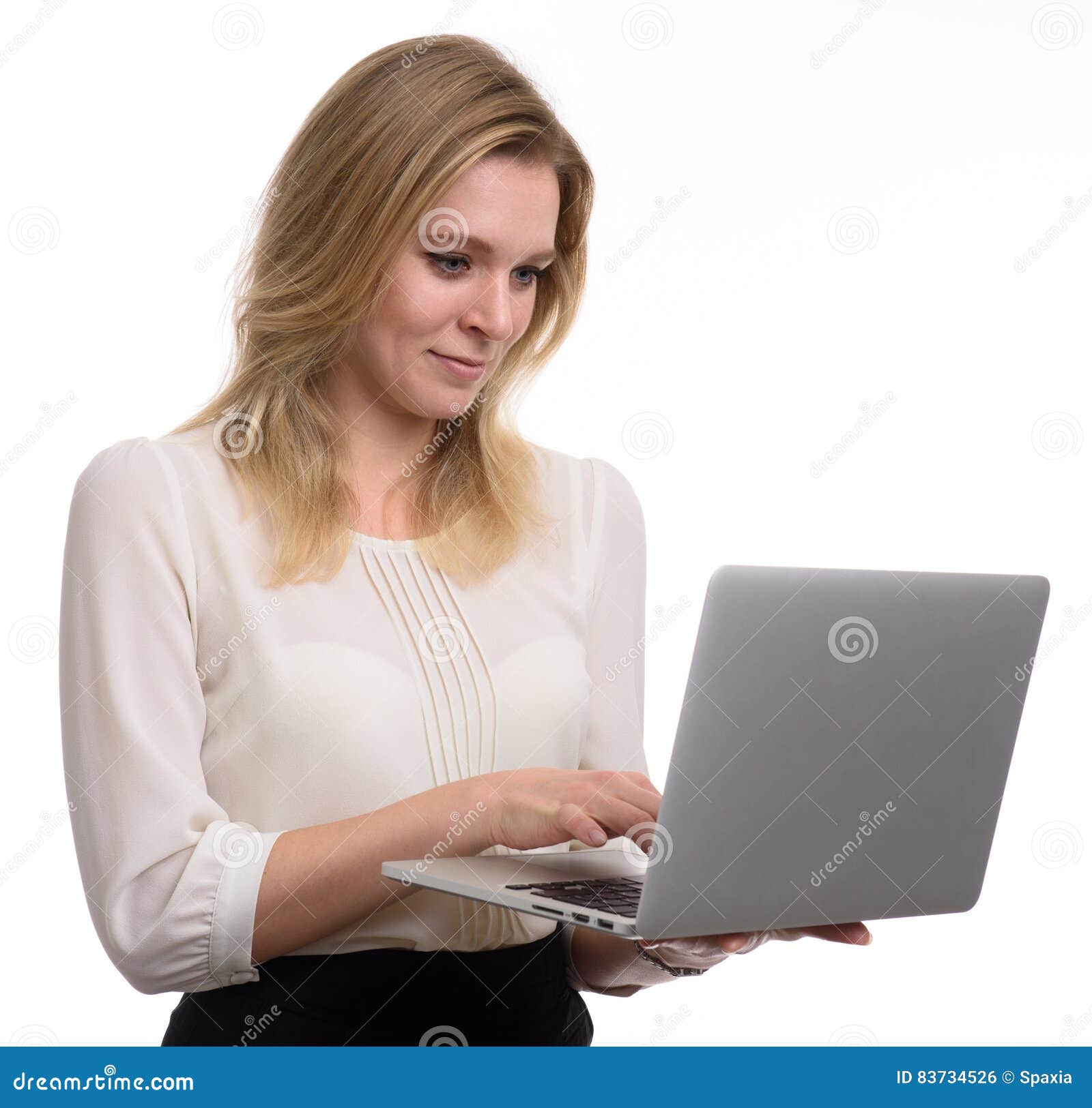 Pretty Girl Using Laptop Computer Stock Photo - Image of secretary ...