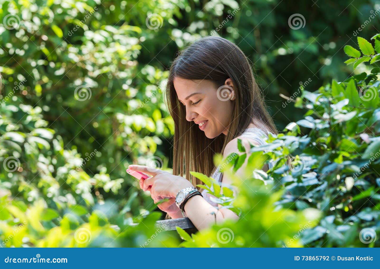 Pretty Girl Using Mobile Phone Stock Photo - Image of female, gossip ...