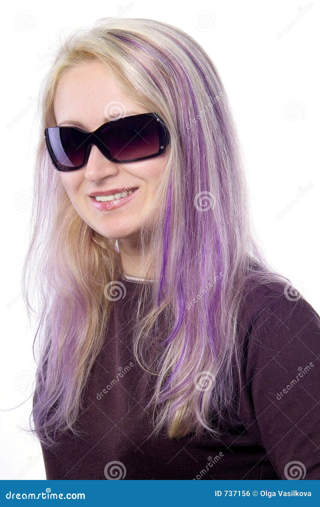 Pretty Girl with Violet Hair Stock Photo - Image of female, glamorous ...
