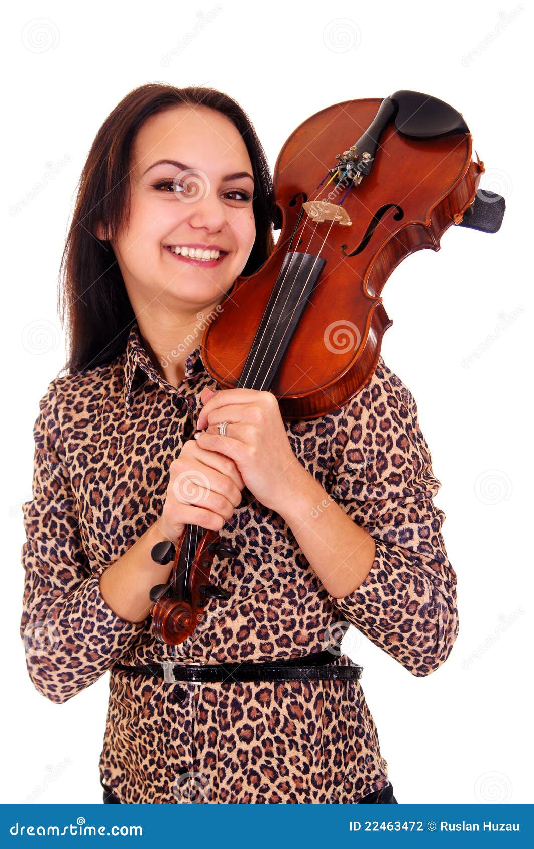 Pretty girl with violin stock photo. Image of brunette - 22463472