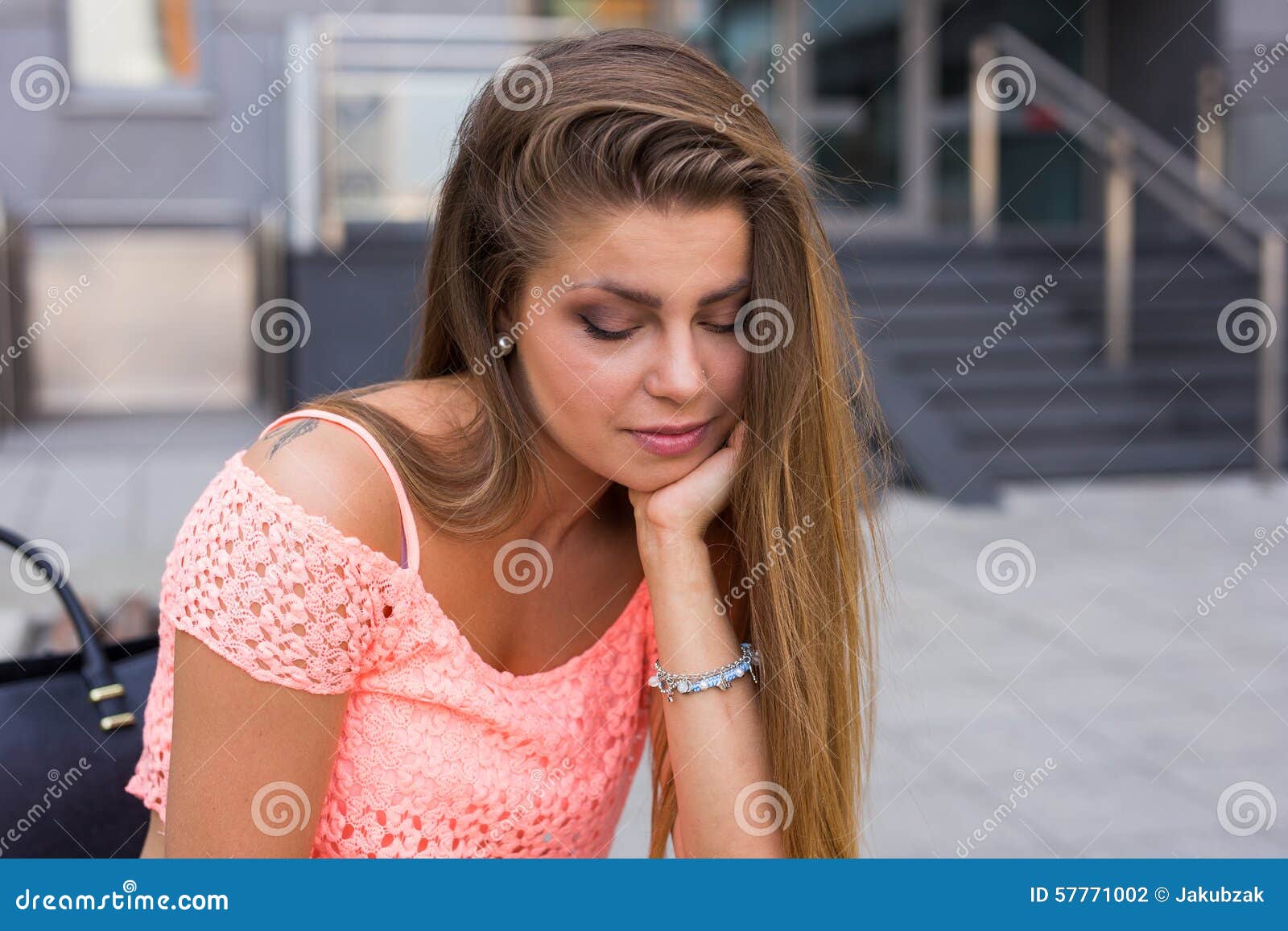 Pretty Girl Waiting for Her Date. he is Late Stock Photo - Image of ...