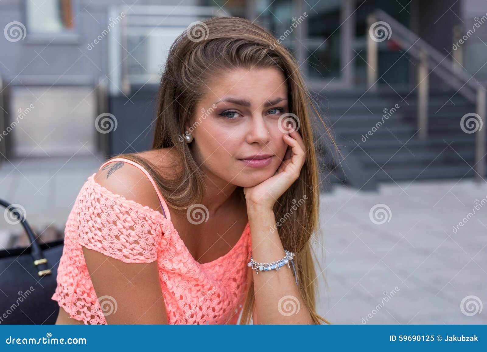 Pretty Girl Waiting for Her Date. he is Late Stock Image - Image of ...
