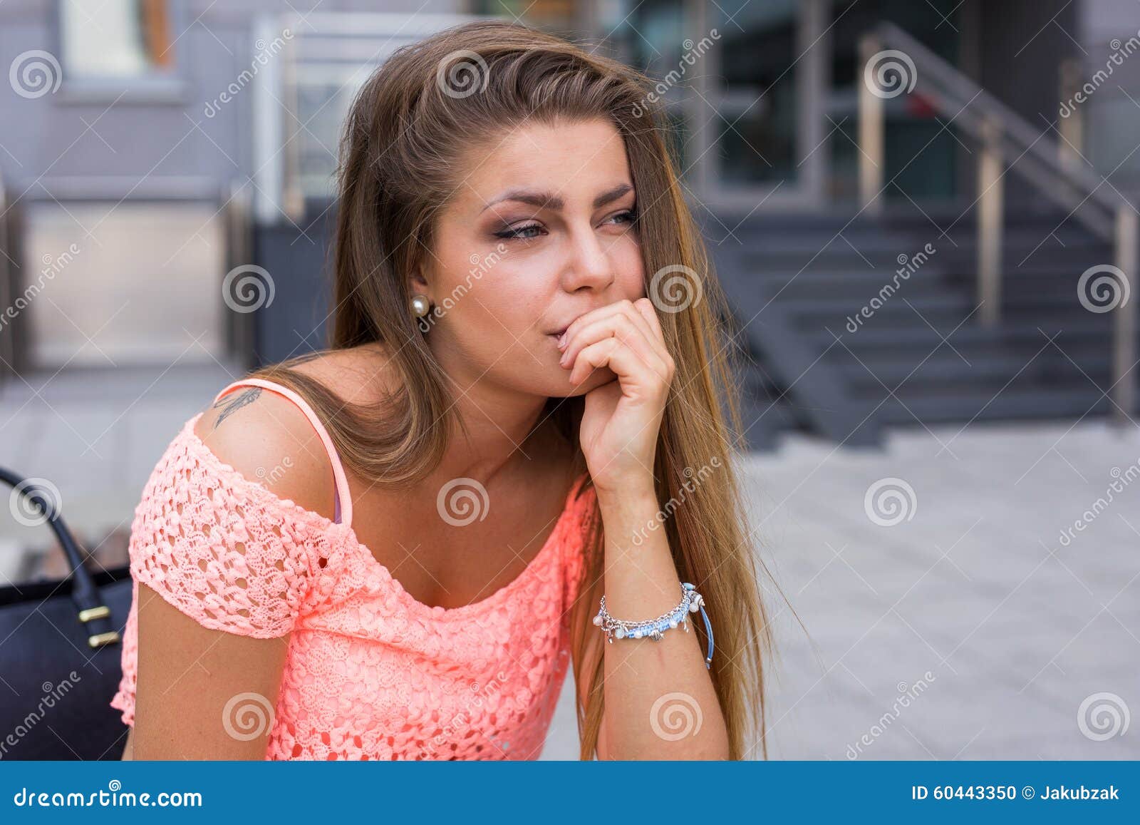 Pretty Girl Waiting for Her Date. he is Late Stock Photo - Image of ...