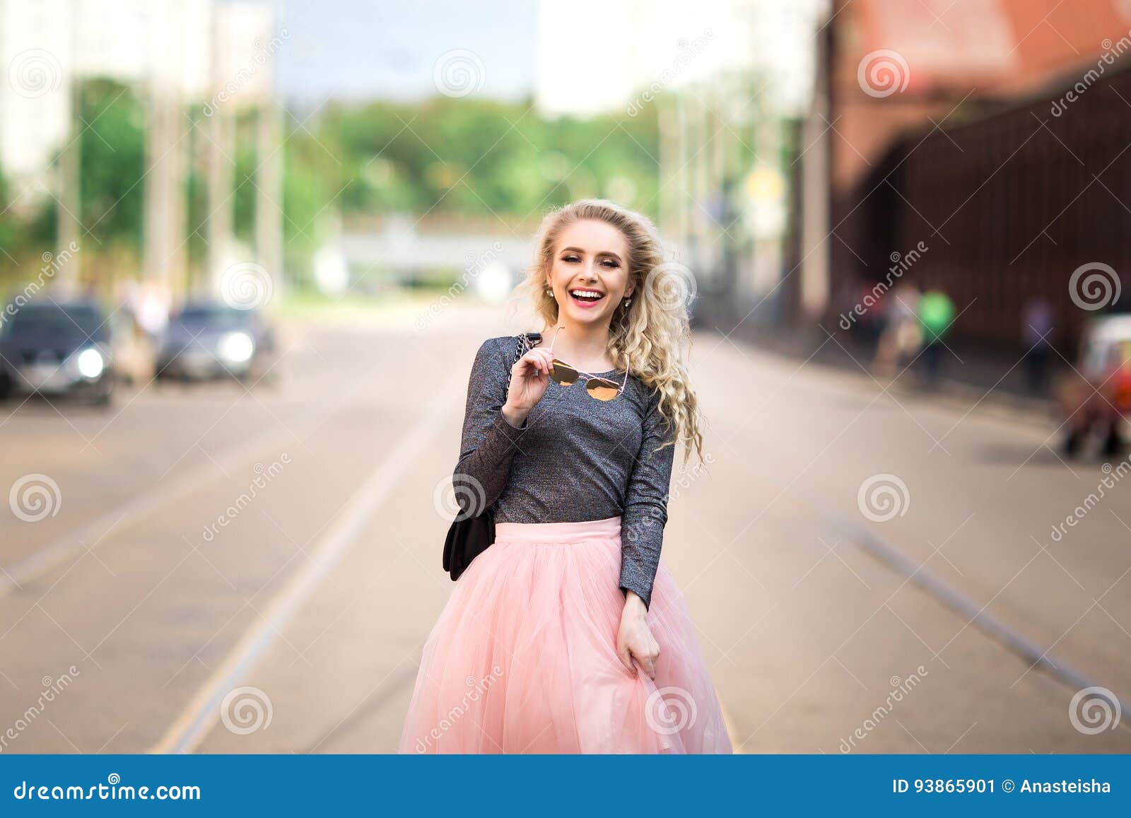 Pretty Girl Walking Down the Street Stock Image - Image of girl, casual ...