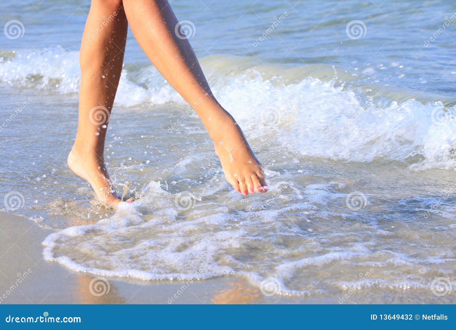 Pretty Girl Walking in Water Stock Photo - Image of bare, pedicure ...