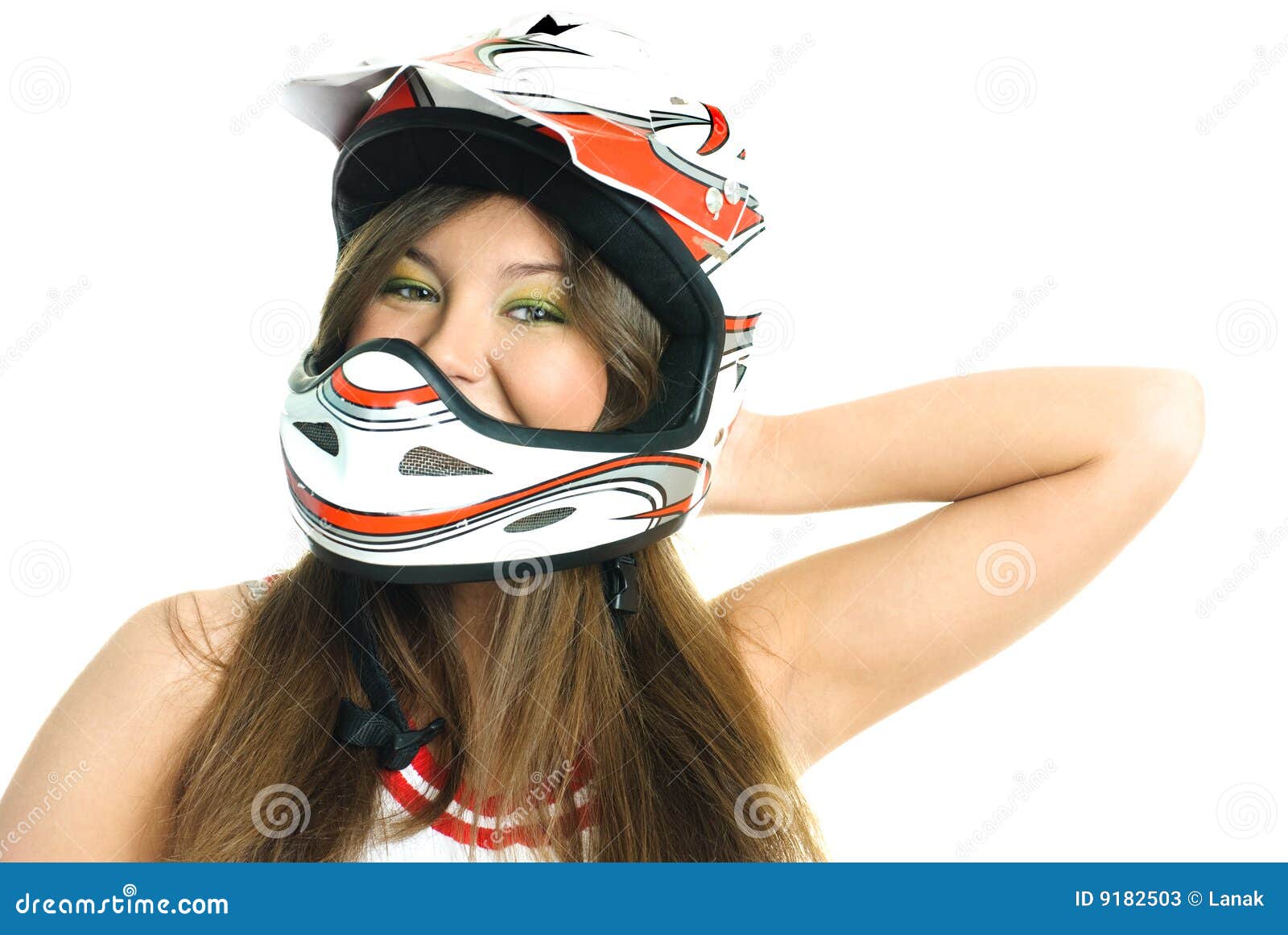 Pretty Girl Wearing a Helmet Stock Image - Image of speed, smile: 9182503