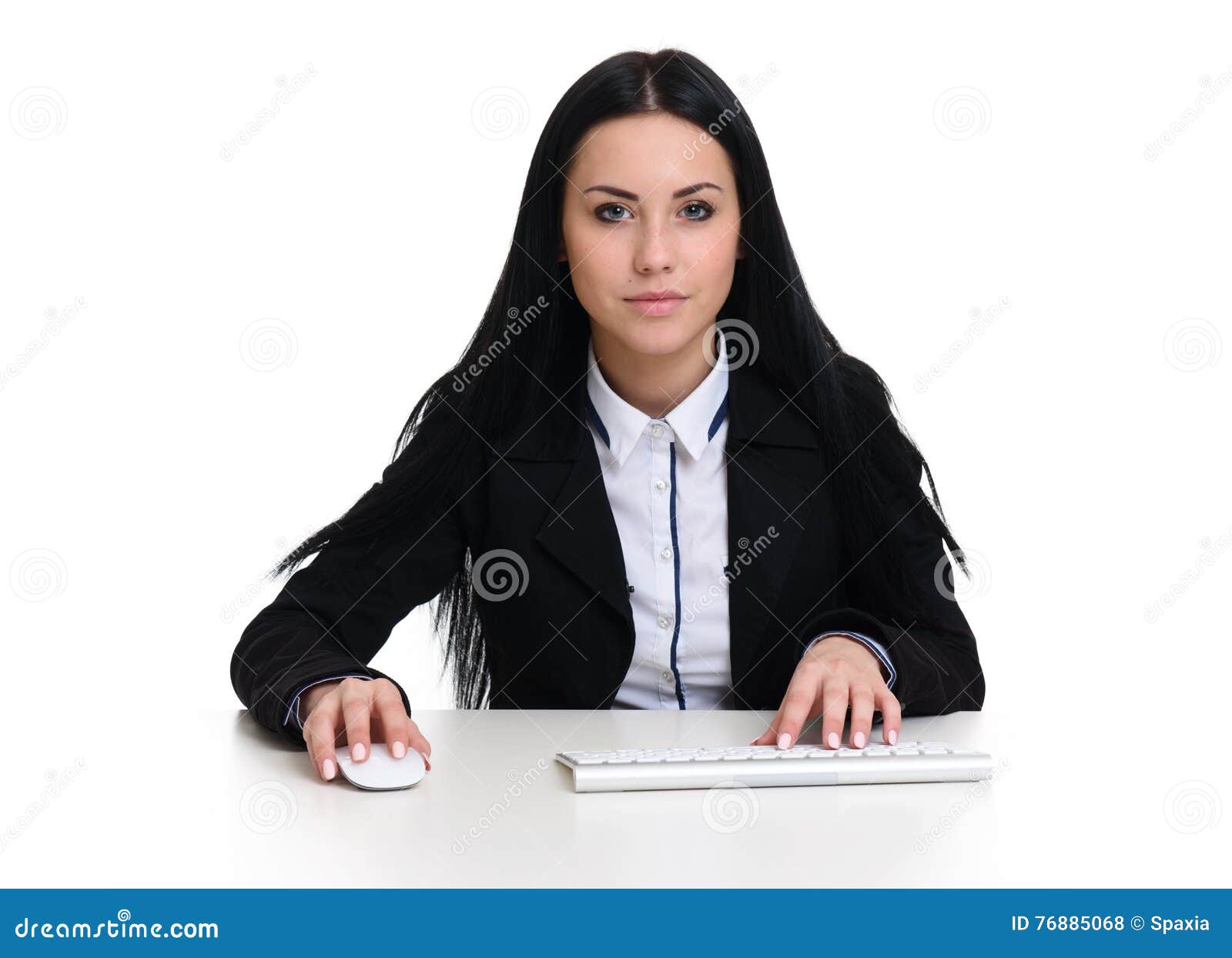 Pretty Girl Working on Computer Stock Photo - Image of businesswoman ...
