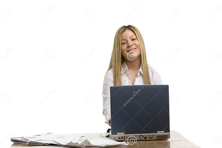 Pretty Girl Working on Her Computer Stock Photo - Image of female ...