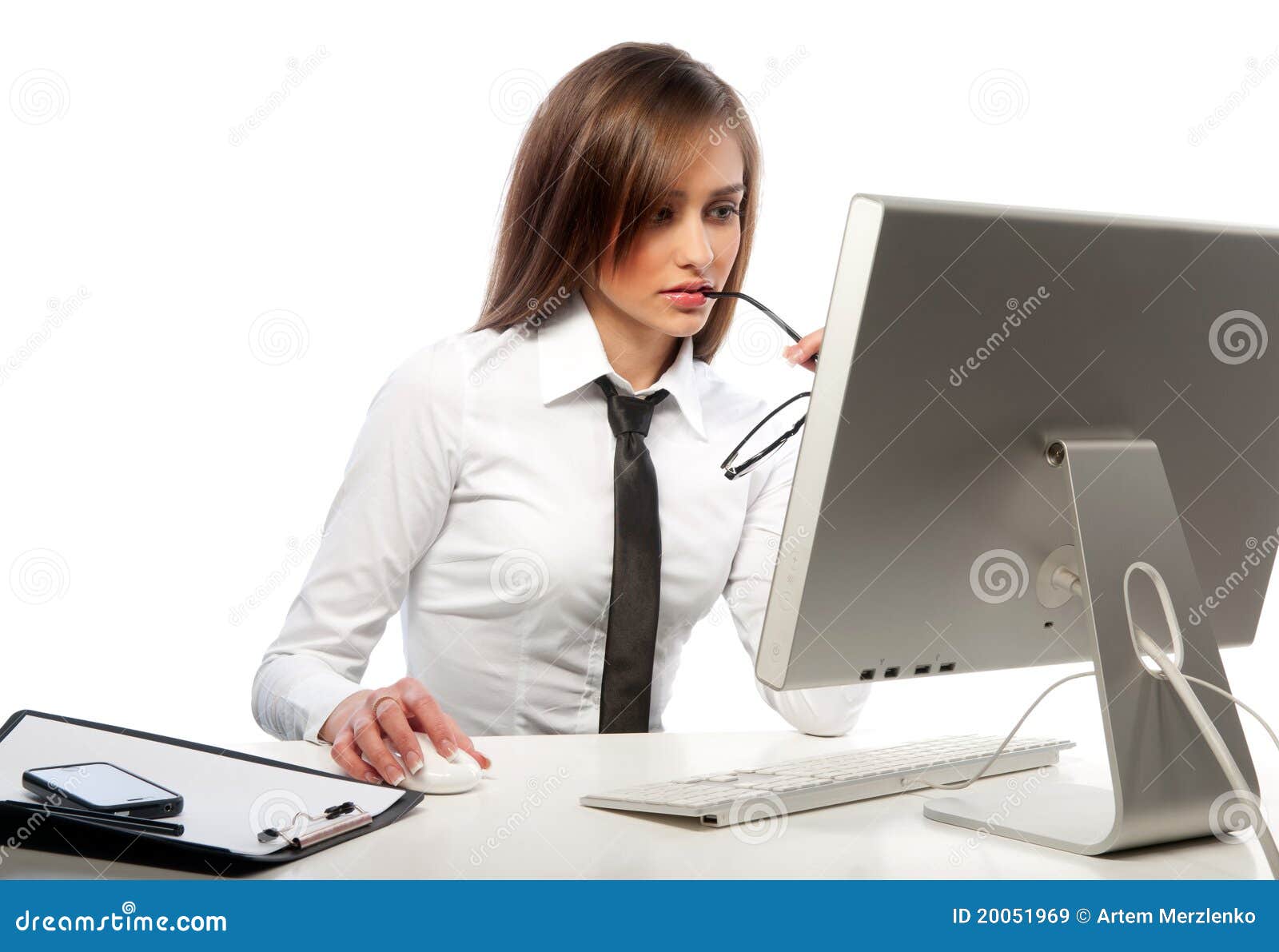 Pretty Girl Works on a Computer Stock Image - Image of lady, eyes: 20051969