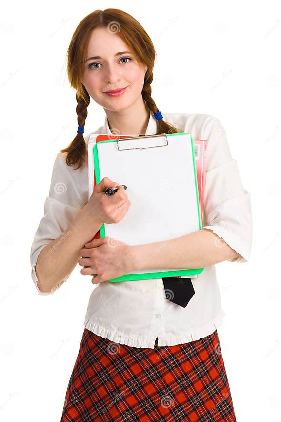 Pretty Girl with a Worksheet Stock Photo - Image of elegance, look: 9016226