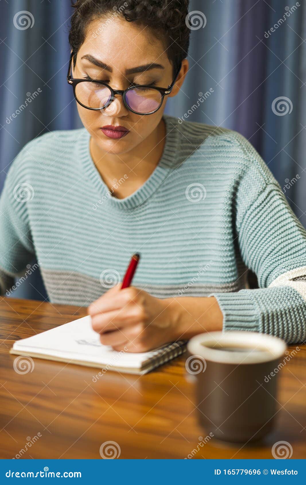 Pretty Girl Writing in Journal Stock Photo - Image of journal, coffee ...