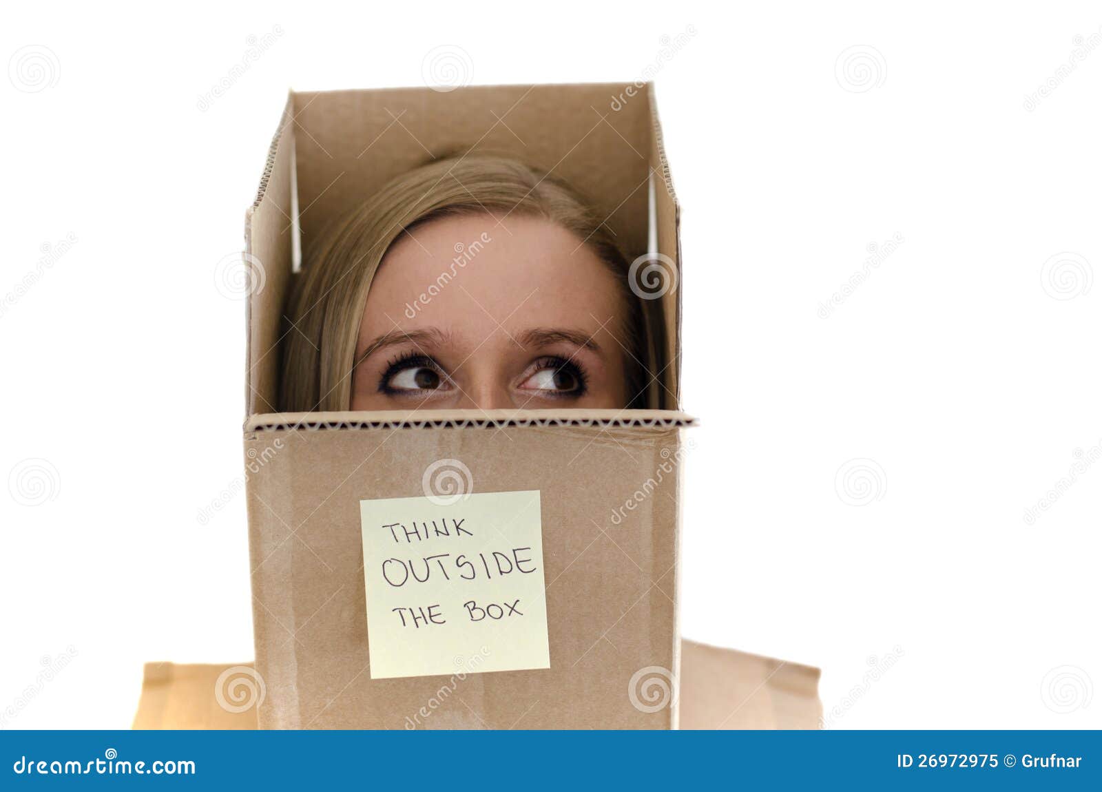 Pretty Girls Head Sticking Out of the Box Stock Image - Image of ...