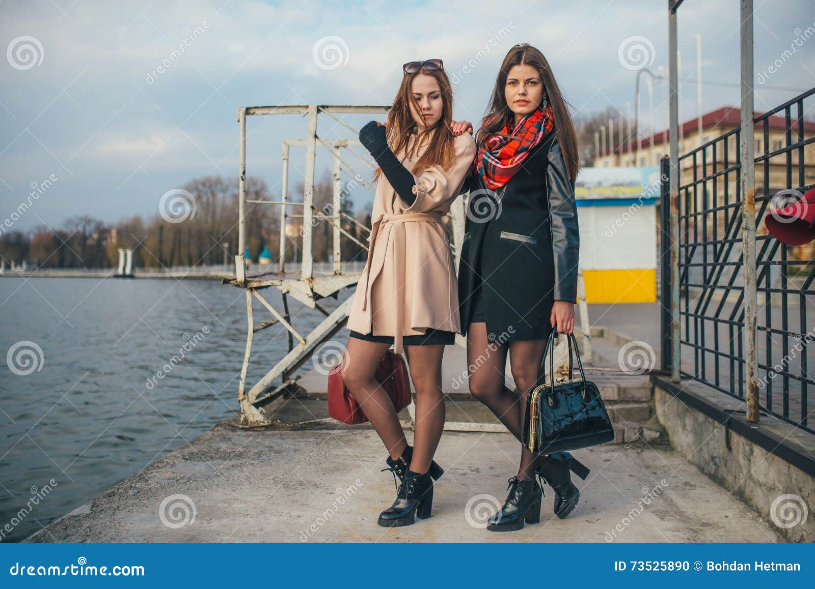 Pretty girls on a walk stock photo. Image of model, hair - 73525890