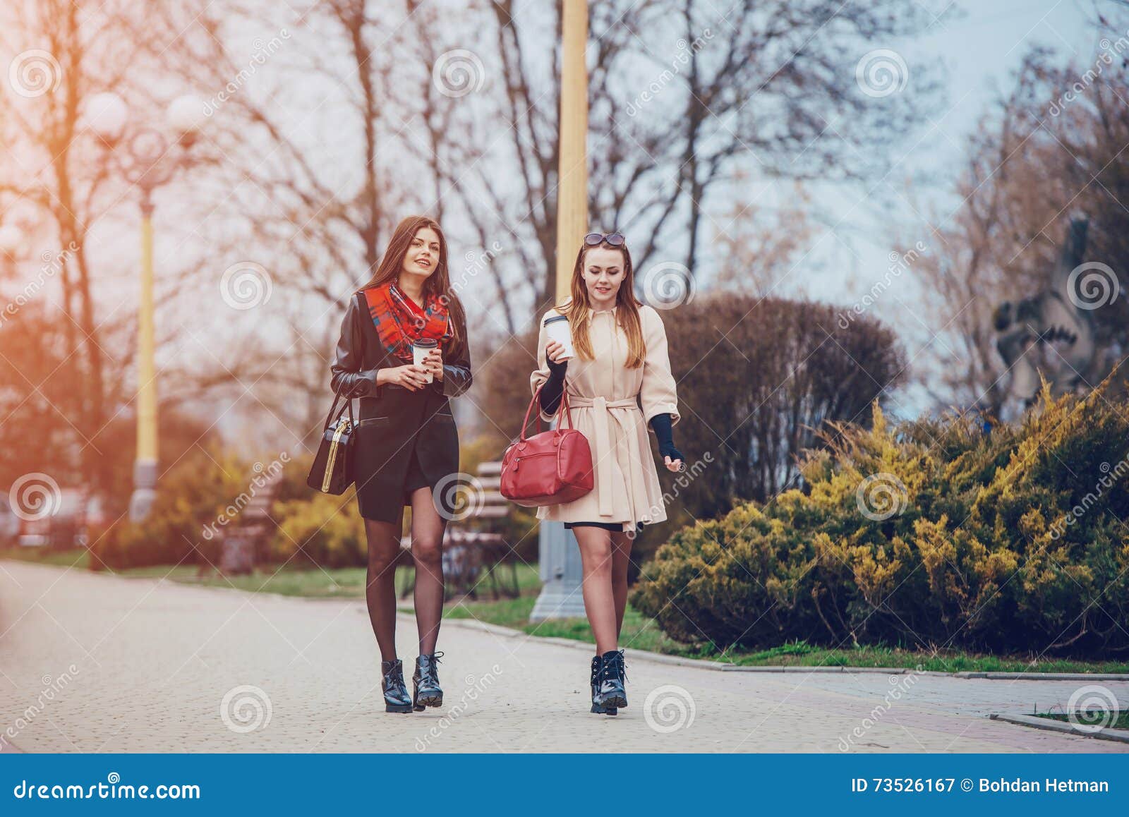 Pretty girls on a walk stock image. Image of fashionable - 73526167