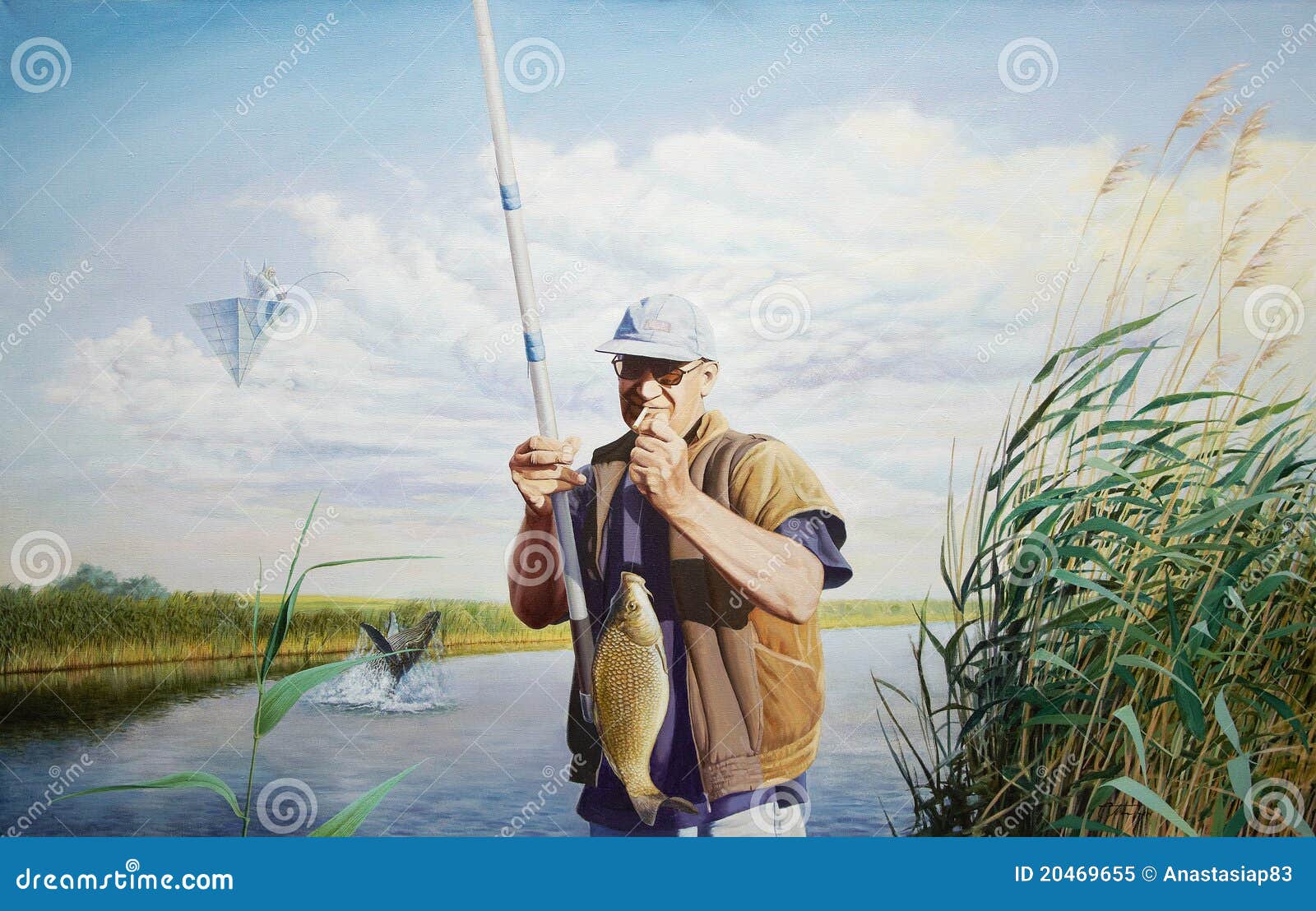 Pretty good catch stock illustration. Illustration of creek - 20469655