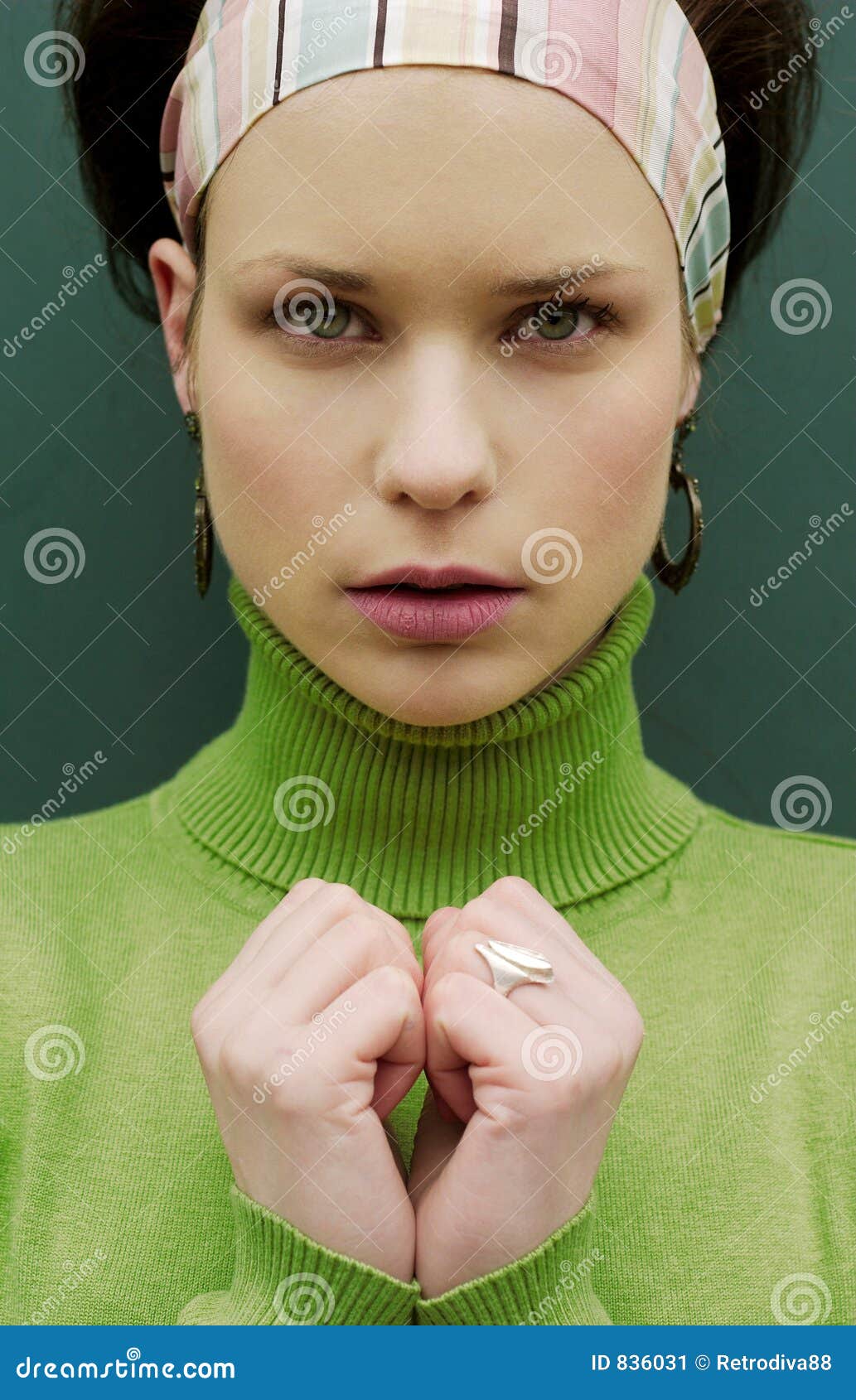 Pretty in Green stock image. Image of girl, gate, female - 836031