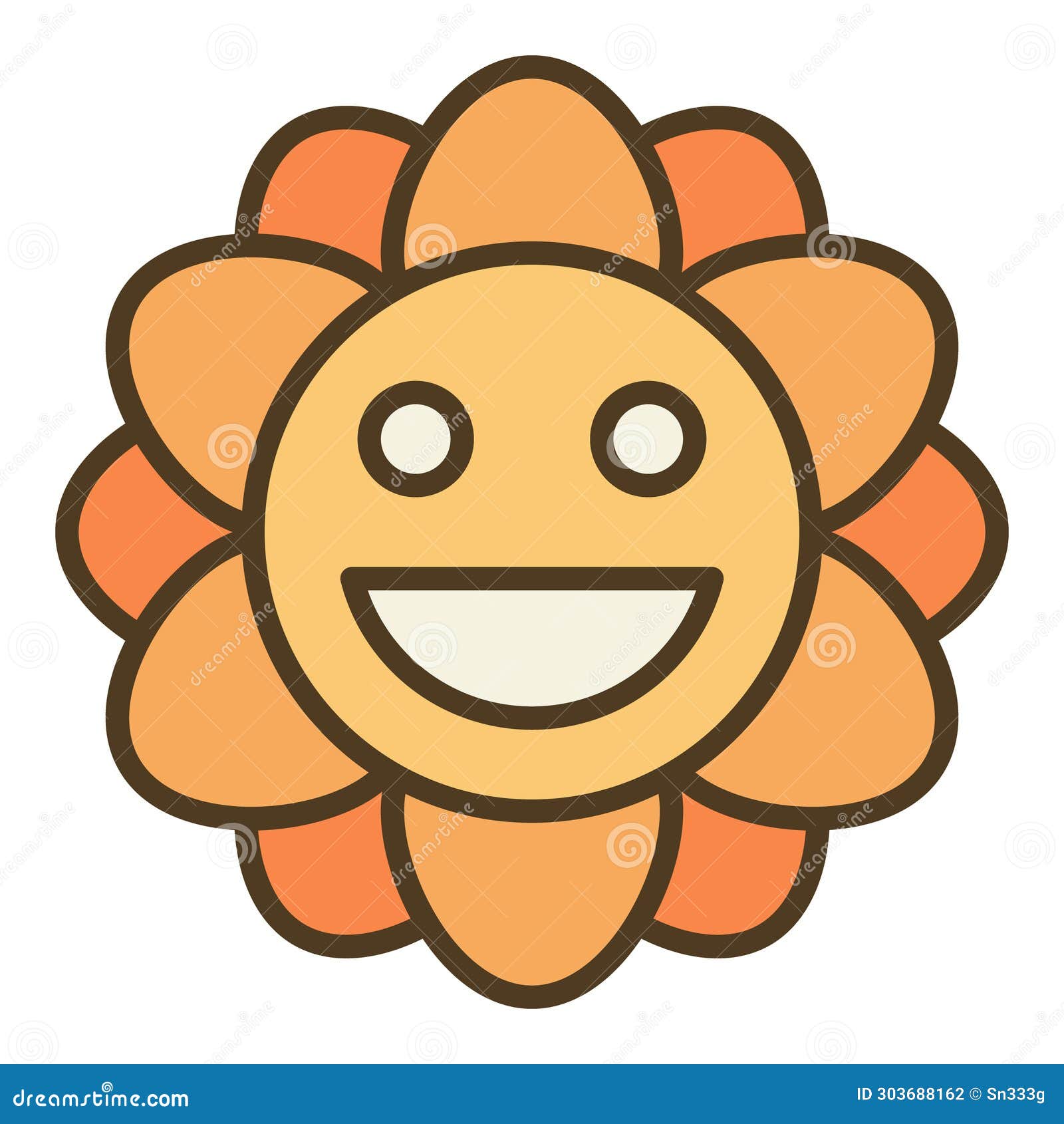 Pretty Groovy Smiling Flower Vector Colored Icon or Design Element ...