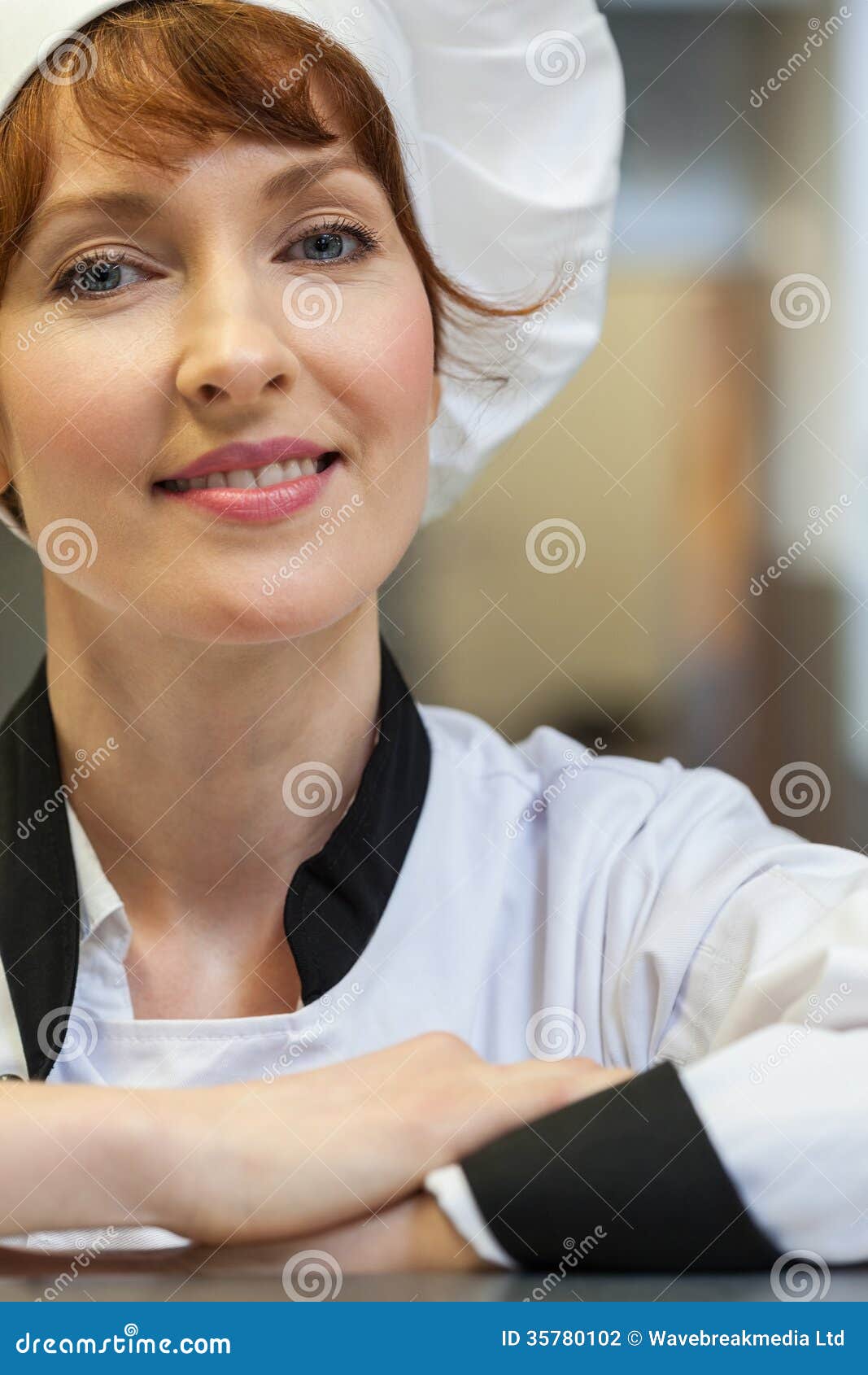 Pretty Happy Head Chef Looking at Camera Stock Photo - Image of smiling ...
