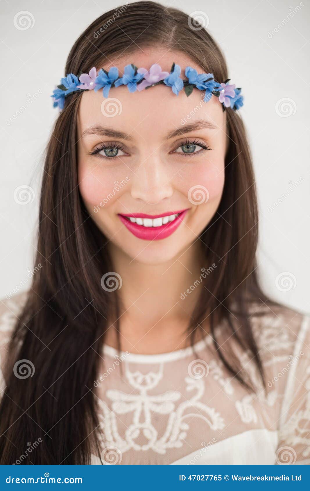 Pretty Hippie Looking at Camera Stock Image - Image of brunette, style ...